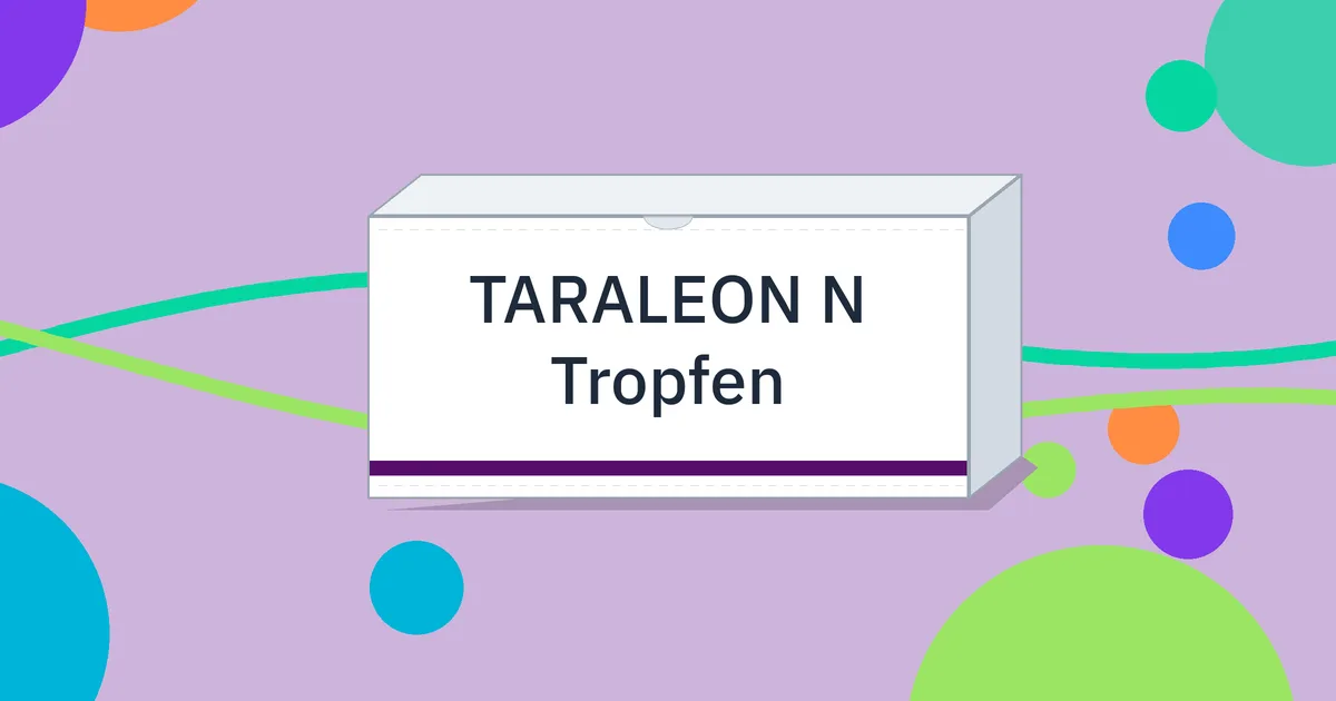 Symbolbild: Packung mit der Aufschrift TARALEON N Tropfen (PZN 04083626) – Verfügbarkeit und Bezug in Apotheken in Frankfurt am Main