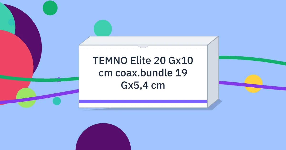 Symbolbild: Packung mit der Aufschrift TEMNO Elite 20 Gx10 cm coax.bundle 19 Gx5,4 cm (PZN 18765364) – Verfügbarkeit und Bezug in Apotheken in Frankfurt am Main