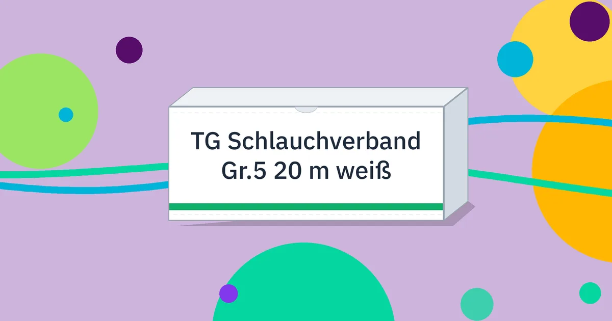 Symbolbild: Packung mit der Aufschrift TG Schlauchverband Gr.5 20 m weiß (PZN 16123710) – Verfügbarkeit und Bezug in Apotheken in Frankfurt am Main