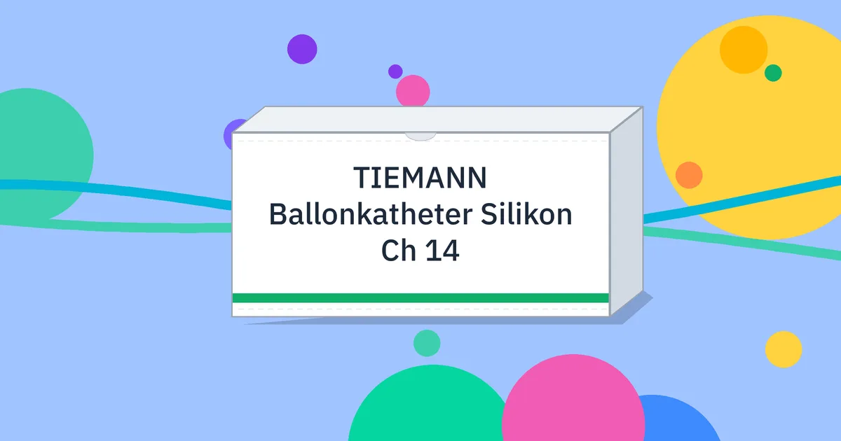 Symbolbild: Packung mit der Aufschrift TIEMANN Ballonkatheter Silikon Ch 14 (PZN 03227649) – Verfügbarkeit und Bezug in Apotheken in Frankfurt am Main