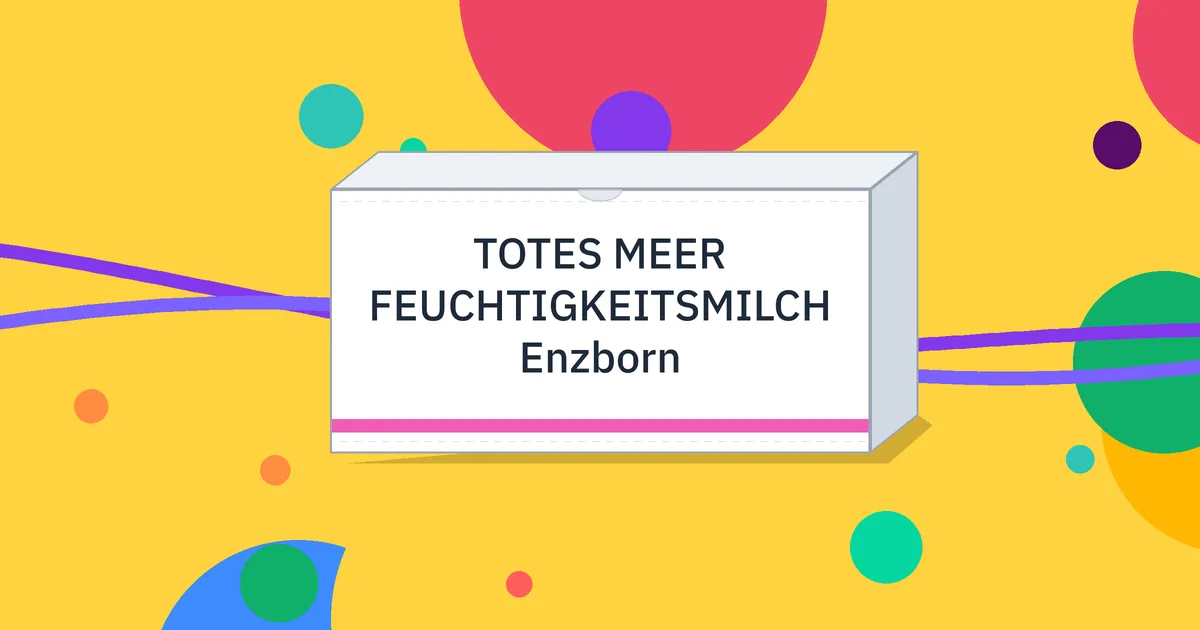 Symbolbild: Packung mit der Aufschrift TOTES MEER FEUCHTIGKEITSMILCH Enzborn (PZN 14370108) – Verfügbarkeit und Bezug in Apotheken in Frankfurt am Main