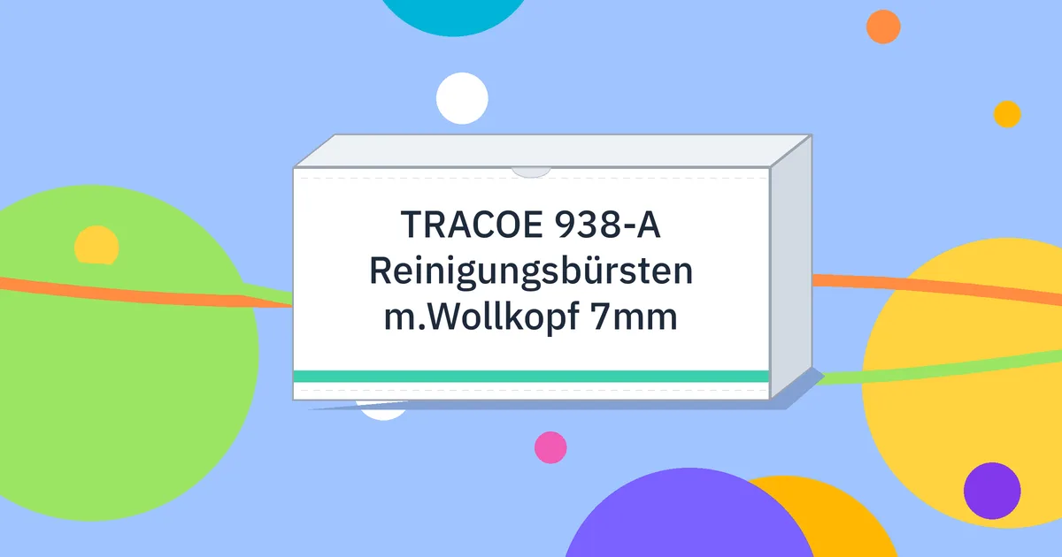 Symbolbild: Packung mit der Aufschrift TRACOE 938-A Reinigungsbürsten m.Wollkopf 7mm (PZN 02750596) – Verfügbarkeit und Bezug in Apotheken in Frankfurt am Main