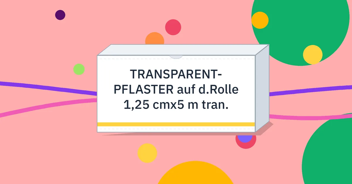 Symbolbild: Packung mit der Aufschrift TRANSPARENT-PFLASTER auf d.Rolle 1,25 cmx5 m tran. (PZN 09781602) – Verfügbarkeit und Bezug in Apotheken in Frankfurt am Main