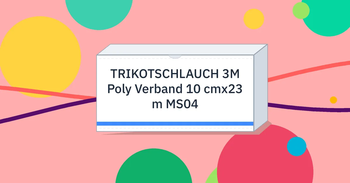 Symbolbild: Packung mit der Aufschrift TRIKOTSCHLAUCH 3M Poly Verband 10 cmx23 m MS04 (PZN 06470178) – Verfügbarkeit und Bezug in Apotheken in Frankfurt am Main