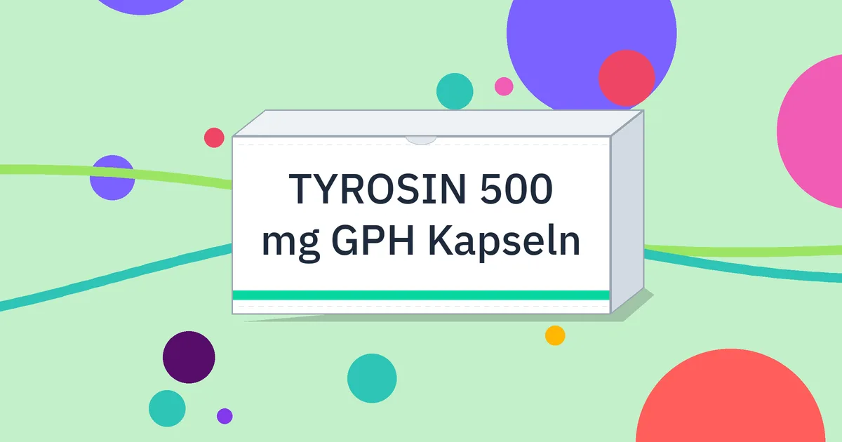 Symbolbild: Packung mit der Aufschrift TYROSIN 500 mg GPH Kapseln (PZN 00128734) – Verfügbarkeit und Bezug in Apotheken in Frankfurt am Main