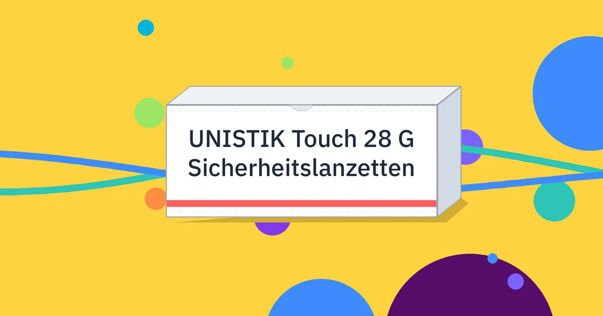 Symbolbild: Packung mit der Aufschrift UNISTIK Touch 28 G Sicherheitslanzetten (PZN 19064913) – Verfügbarkeit und Bezug in Apotheken in Frankfurt am Main