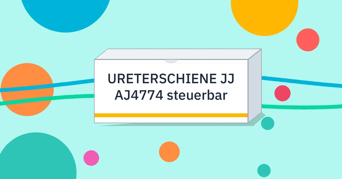 Symbolbild: Packung mit der Aufschrift URETERSCHIENE JJ AJ4774 steuerbar (PZN 00154849) – Verfügbarkeit und Bezug in Apotheken in Frankfurt am Main