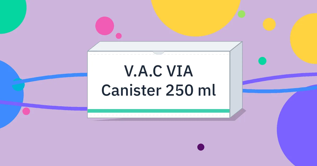 Symbolbild: Packung mit der Aufschrift V.A.C VIA Canister 250 ml (PZN 16832317) – Verfügbarkeit und Bezug in Apotheken in Frankfurt am Main