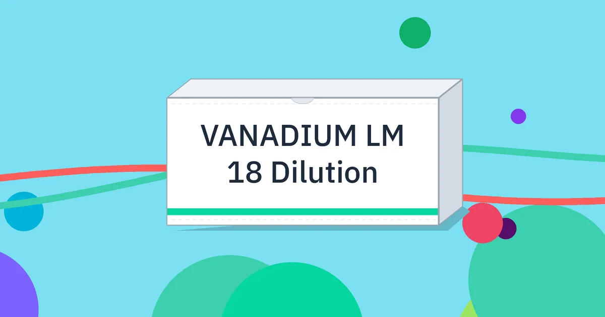 Symbolbild: Packung mit der Aufschrift VANADIUM LM 18 Dilution (PZN 13262687) – Verfügbarkeit und Bezug in Apotheken in Frankfurt am Main
