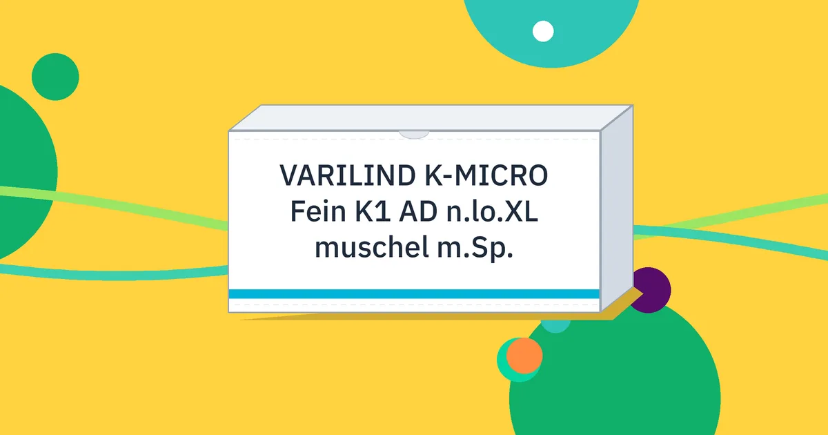 Symbolbild: Packung mit der Aufschrift VARILIND K-MICRO Fein K1 AD n.lo.XL muschel m.Sp. (PZN 20558170) – Verfügbarkeit und Bezug in Apotheken in Frankfurt am Main