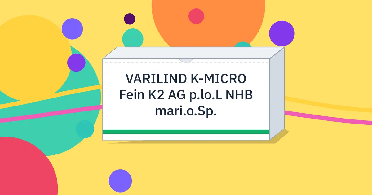 Symbolbild: Packung mit der Aufschrift VARILIND K-MICRO Fein K2 AG p.lo.L NHB mari.o.Sp. (PZN 20556478) – Verfügbarkeit und Bezug in Apotheken in Frankfurt am Main