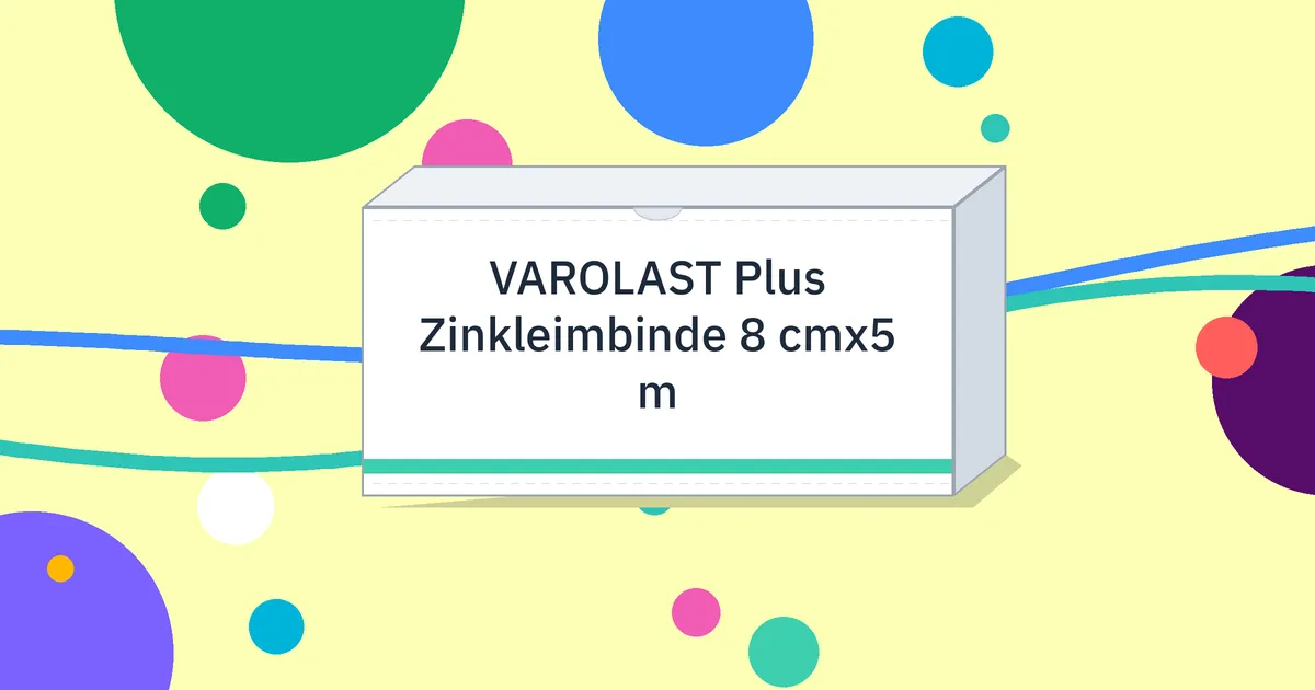 Symbolbild: Packung mit der Aufschrift VAROLAST Plus Zinkleimbinde 8 cmx5 m (PZN 14443617) – Verfügbarkeit und Bezug in Apotheken in Frankfurt am Main