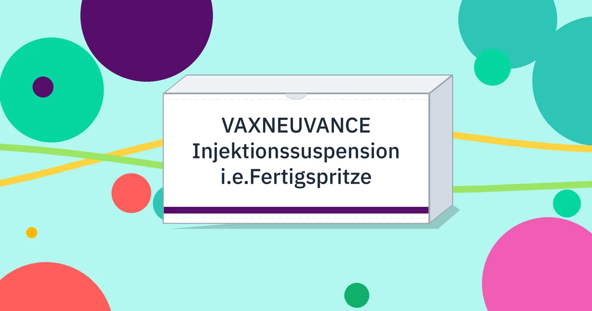 Symbolbild: Packung mit der Aufschrift VAXNEUVANCE Injektionssuspension i.e.Fertigspritze (PZN 17867878) – Verfügbarkeit und Bezug in Apotheken in Frankfurt am Main