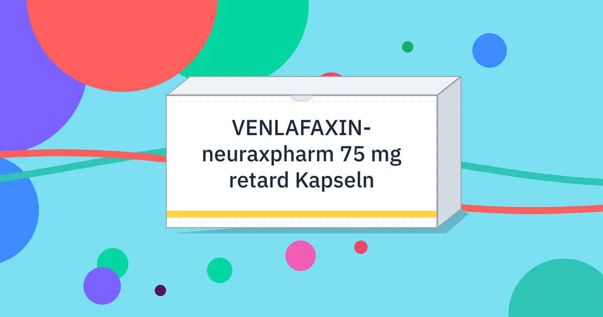 Symbolbild: Packung mit der Aufschrift VENLAFAXIN-neuraxpharm 75 mg retard Kapseln (PZN 01147107) – Verfügbarkeit und Bezug in Apotheken in Frankfurt am Main