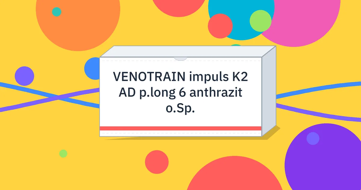Symbolbild: Packung mit der Aufschrift VENOTRAIN impuls K2 AD p.long 6 anthrazit o.Sp. (PZN 15222226) – Verfügbarkeit und Bezug in Apotheken in Frankfurt am Main