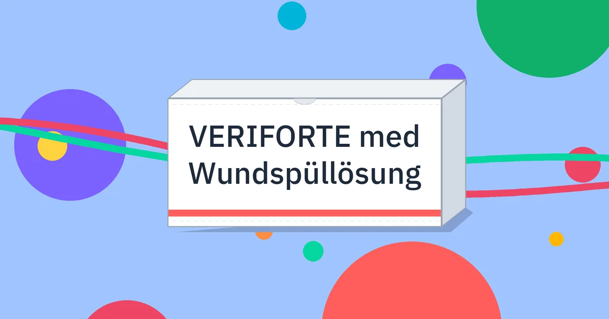 Symbolbild: Packung mit der Aufschrift VERIFORTE med Wundspüllösung (PZN 12358149) – Verfügbarkeit und Bezug in Apotheken in Frankfurt am Main