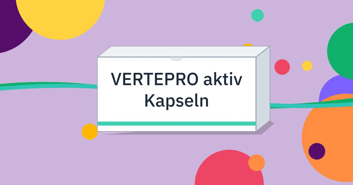 Symbolbild: Packung mit der Aufschrift VERTEPRO aktiv Kapseln (PZN 10949828) – Verfügbarkeit und Bezug in Apotheken in Frankfurt am Main