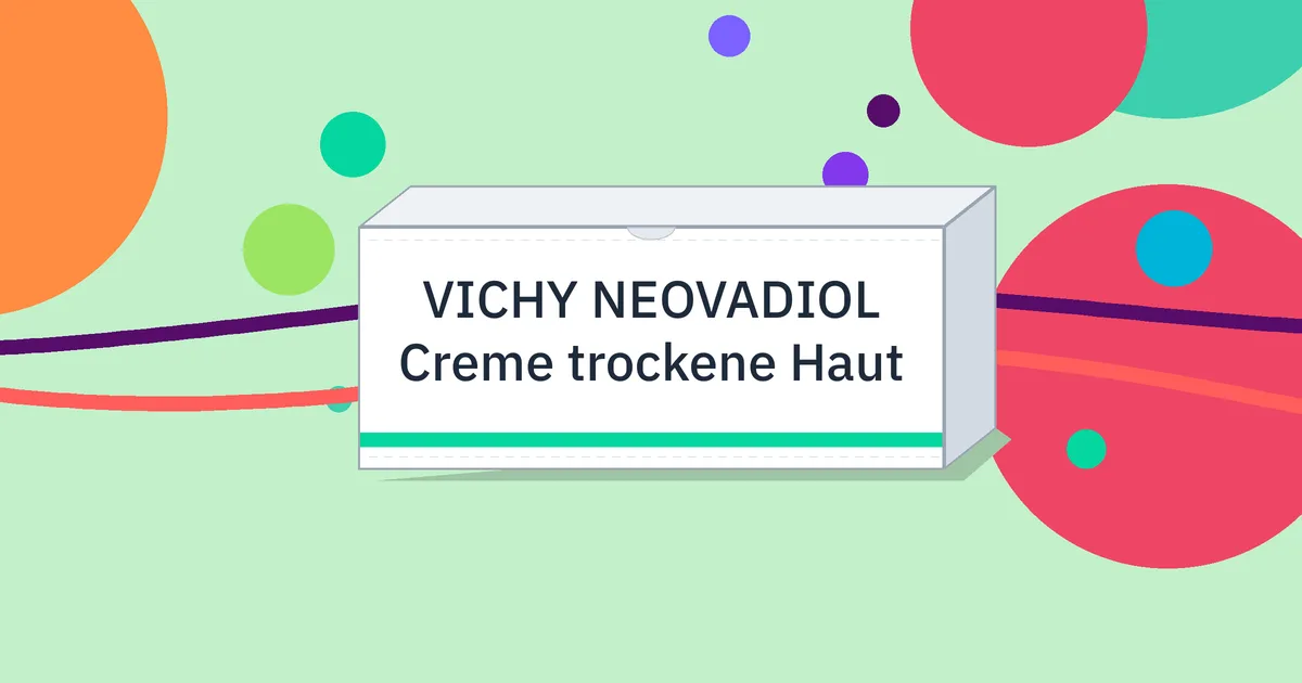 Symbolbild: Packung mit der Aufschrift VICHY NEOVADIOL Creme trockene Haut (PZN 11290550) – Verfügbarkeit und Bezug in Apotheken in Frankfurt am Main