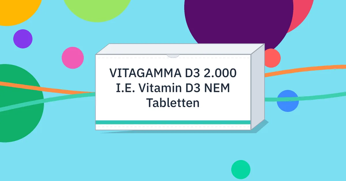 Symbolbild: Packung mit der Aufschrift VITAGAMMA D3 2.000 I.E. Vitamin D3 NEM Tabletten (PZN 10751109) – Verfügbarkeit und Bezug in Apotheken in Frankfurt am Main