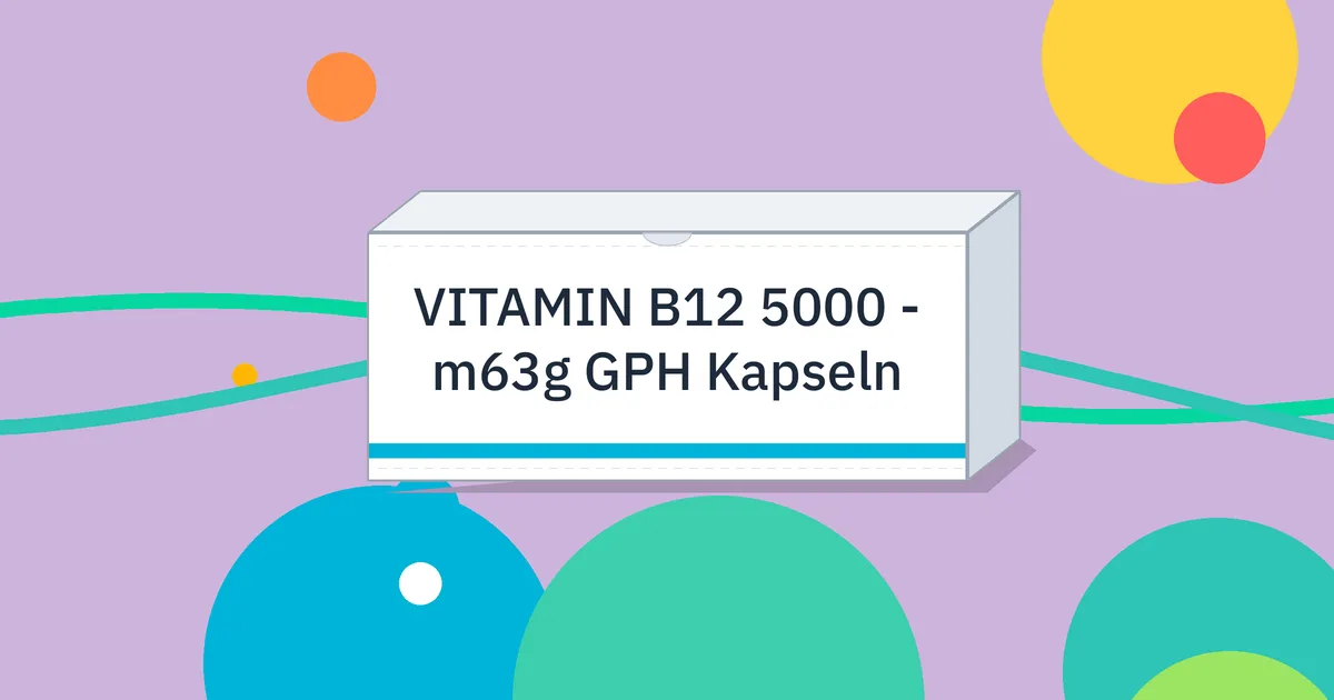 Symbolbild: Packung mit der Aufschrift VITAMIN B12 5000 -m63g GPH Kapseln (PZN 17822976) – Verfügbarkeit und Bezug in Apotheken in Frankfurt am Main