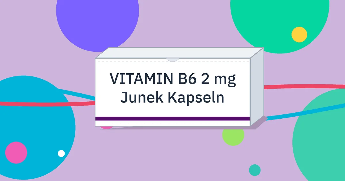 Symbolbild: Packung mit der Aufschrift VITAMIN B6 2 mg Junek Kapseln (PZN 10052819) – Verfügbarkeit und Bezug in Apotheken in Frankfurt am Main