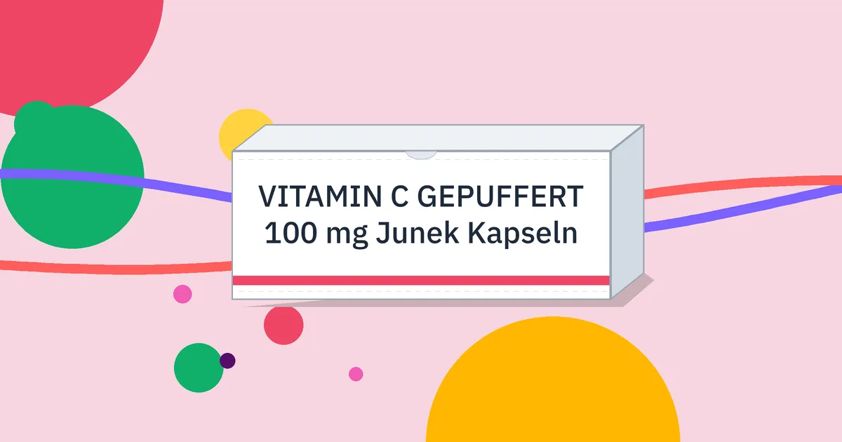 Symbolbild: Packung mit der Aufschrift VITAMIN C GEPUFFERT 100 mg Junek Kapseln (PZN 10051926) – Verfügbarkeit und Bezug in Apotheken in Frankfurt am Main