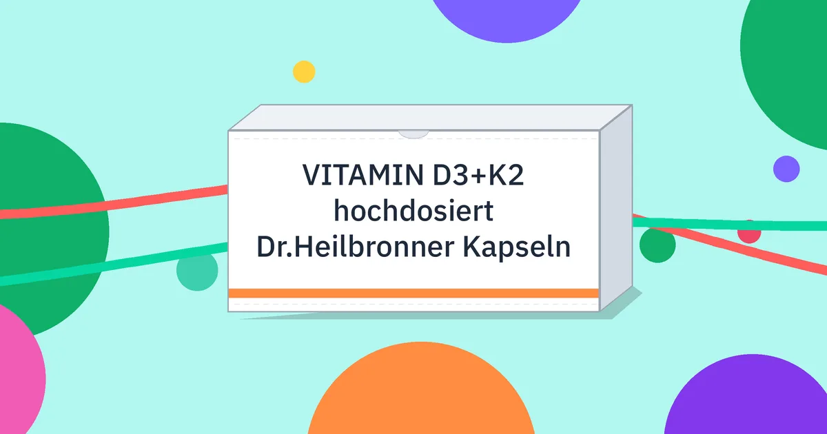 Symbolbild: Packung mit der Aufschrift VITAMIN D3+K2 hochdosiert Dr.Heilbronner Kapseln (PZN 20636266) – Verfügbarkeit und Bezug in Apotheken in Frankfurt am Main