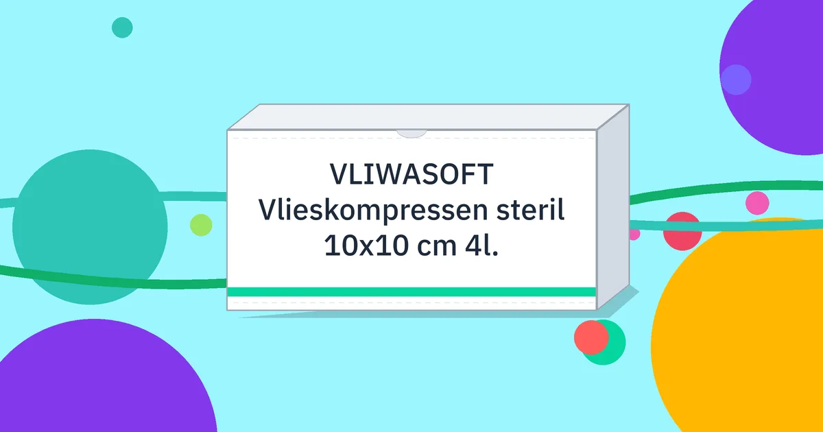 Symbolbild: Packung mit der Aufschrift VLIWASOFT Vlieskompressen steril 10x10 cm 4l. (PZN 17834092) – Verfügbarkeit und Bezug in Apotheken in Frankfurt am Main