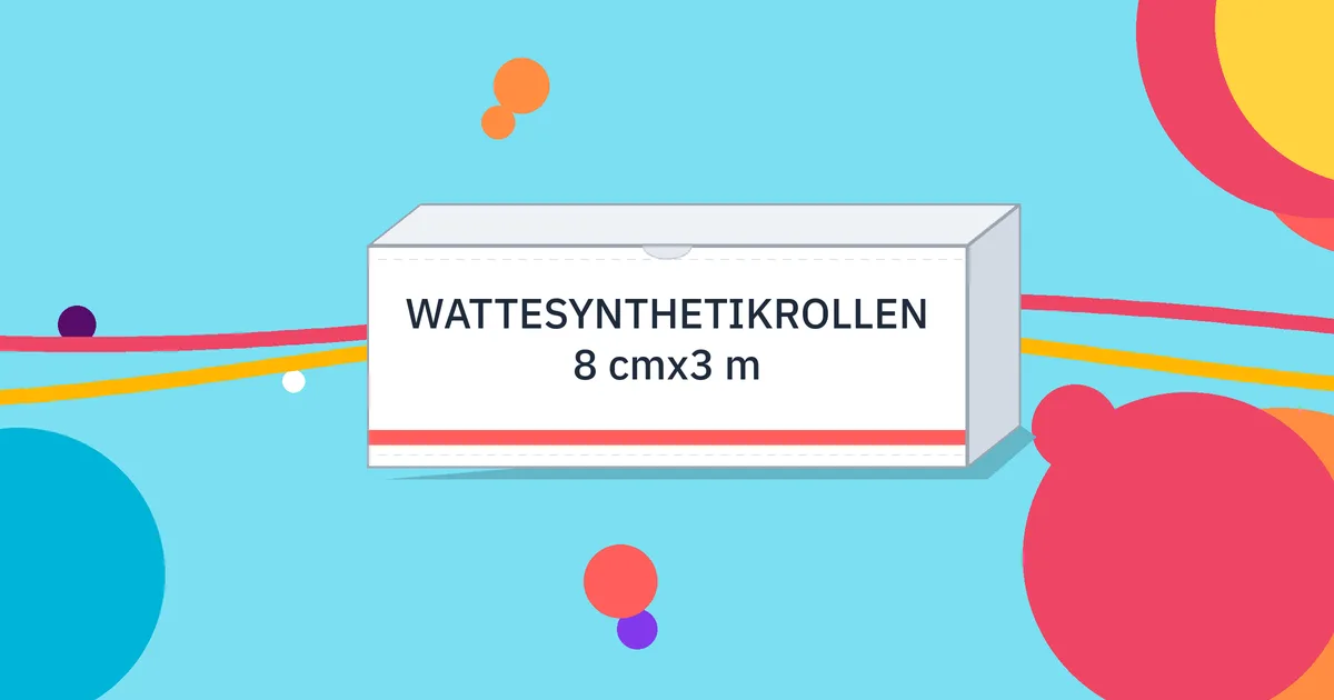 Symbolbild: Packung mit der Aufschrift WATTESYNTHETIKROLLEN 8 cmx3 m (PZN 11126951) – Verfügbarkeit und Bezug in Apotheken in Frankfurt am Main
