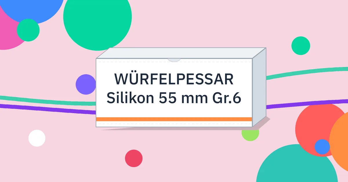 Symbolbild: Packung mit der Aufschrift WÜRFELPESSAR Silikon 55 mm Gr.6 (PZN 06869710) – Verfügbarkeit und Bezug in Apotheken in Frankfurt am Main
