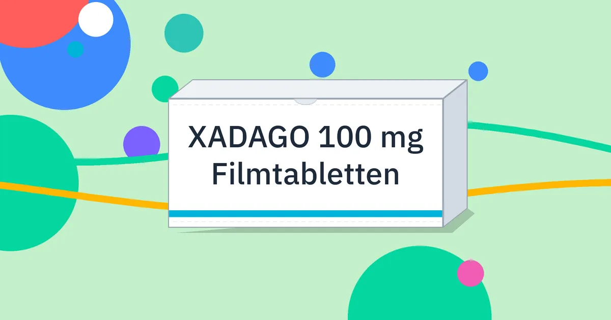 Symbolbild: Packung mit der Aufschrift XADAGO 100 mg Filmtabletten (PZN 10937995) – Verfügbarkeit und Bezug in Apotheken in Frankfurt am Main