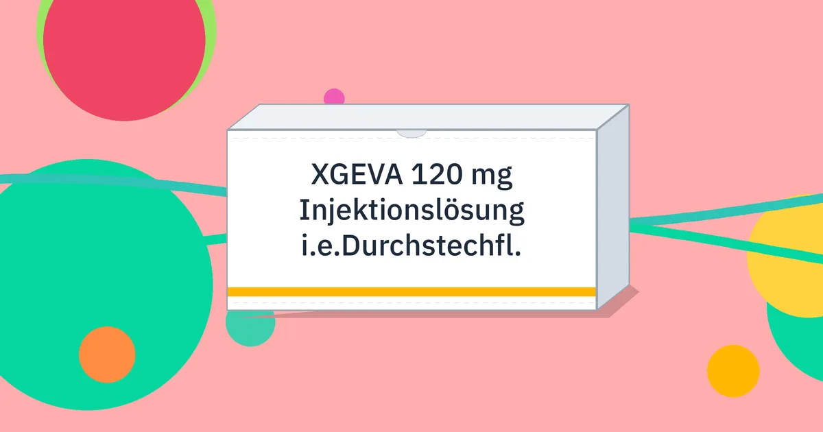 Symbolbild: Packung mit der Aufschrift XGEVA 120 mg Injektionslösung i.e.Durchstechfl. (PZN 19904951) – Verfügbarkeit und Bezug in Apotheken in Frankfurt am Main