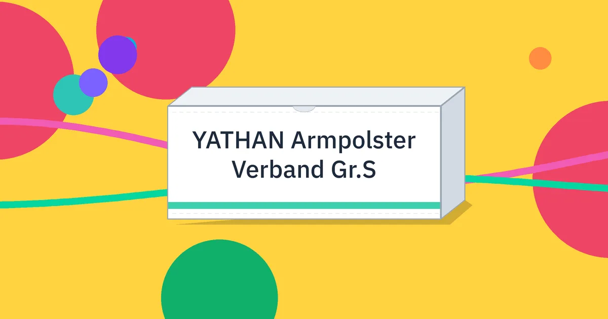 Symbolbild: Packung mit der Aufschrift YATHAN Armpolster Verband Gr.S (PZN 13358401) – Verfügbarkeit und Bezug in Apotheken in Frankfurt am Main