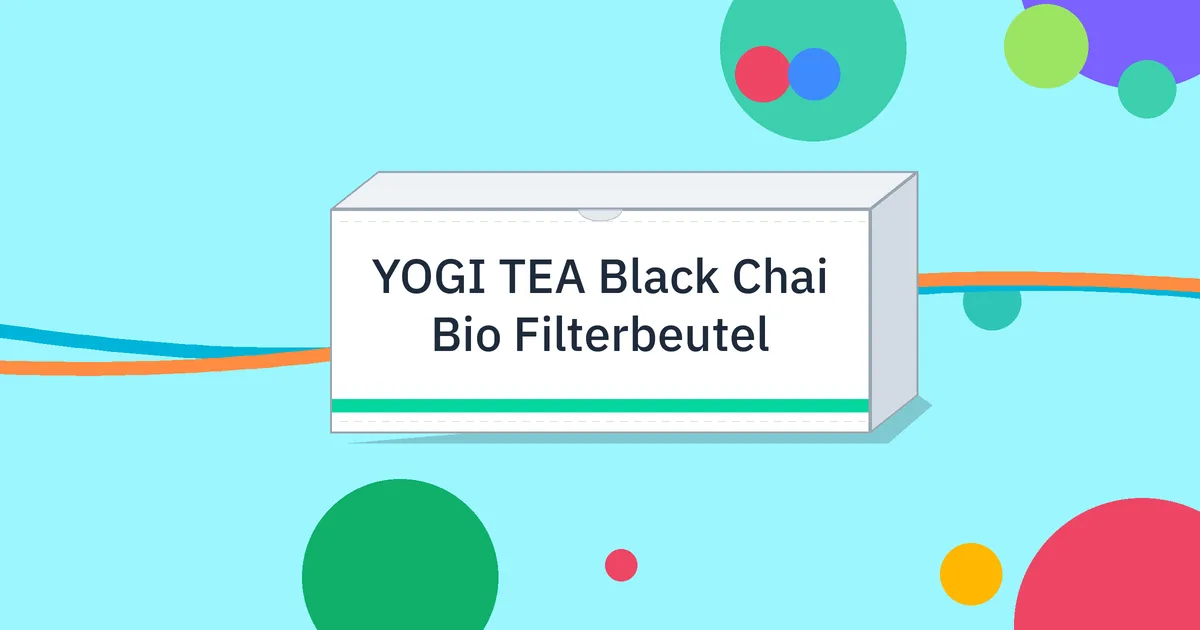 Symbolbild: Packung mit der Aufschrift YOGI TEA Black Chai Bio Filterbeutel (PZN 09687688) – Verfügbarkeit und Bezug in Apotheken in Frankfurt am Main