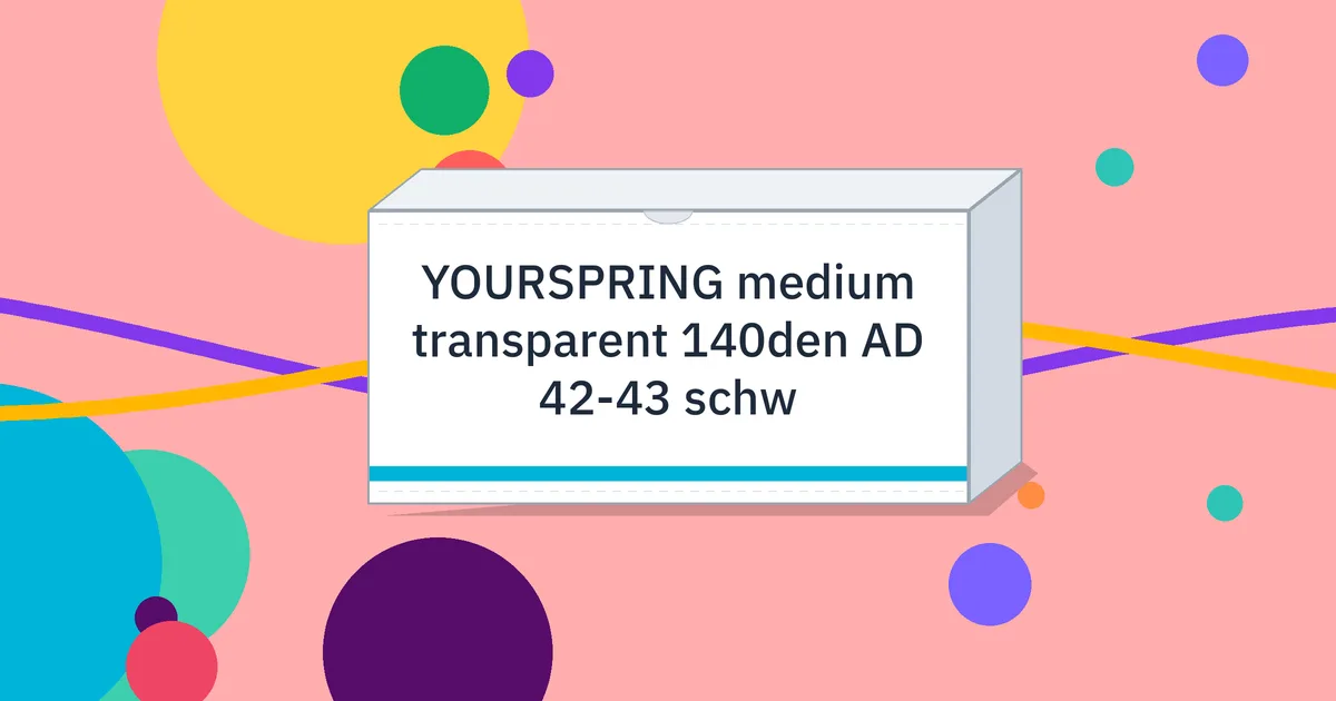 Symbolbild: Packung mit der Aufschrift YOURSPRING medium transparent 140den AD 42-43 schw (PZN 18056886) – Verfügbarkeit und Bezug in Apotheken in Frankfurt am Main