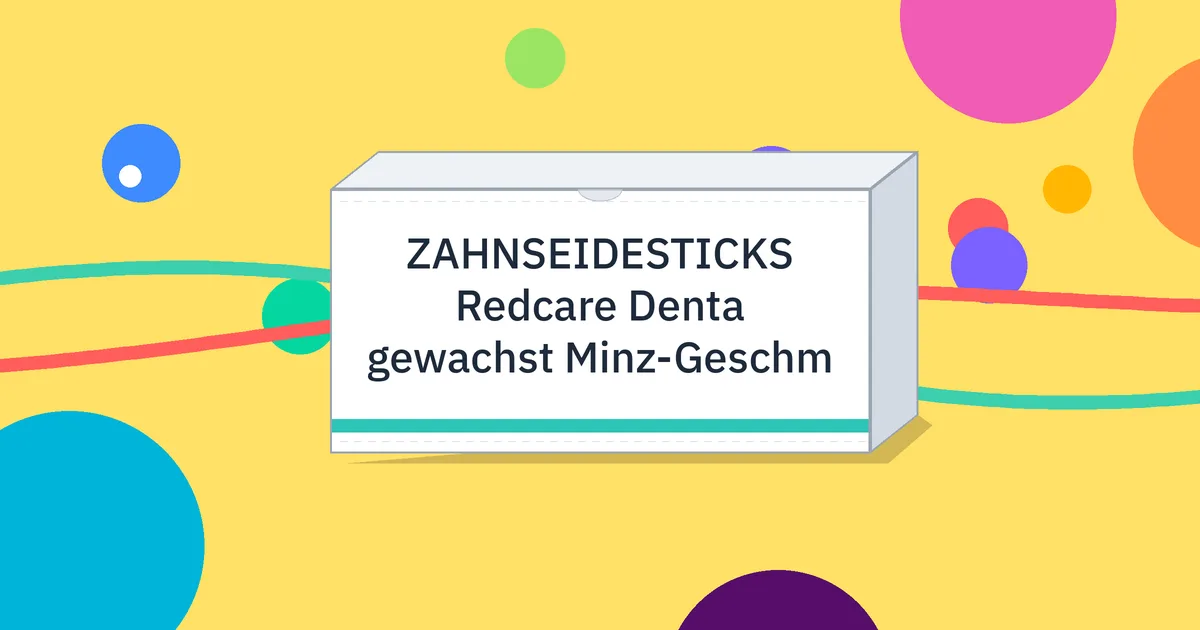 Symbolbild: Packung mit der Aufschrift ZAHNSEIDESTICKS Redcare Denta gewachst Minz-Geschm (PZN 19183262) – Verfügbarkeit und Bezug in Apotheken in Frankfurt am Main