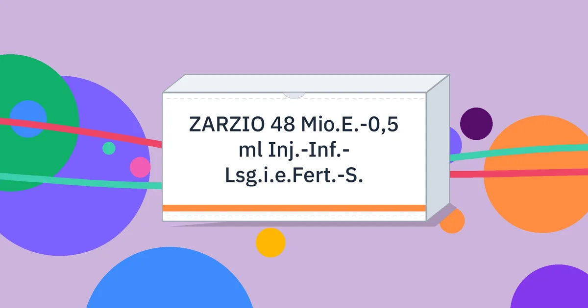 Symbolbild: Packung mit der Aufschrift ZARZIO 48 Mio.E.-0,5 ml Inj.-Inf.-Lsg.i.e.Fert.-S. (PZN 12562507) – Verfügbarkeit und Bezug in Apotheken in Frankfurt am Main