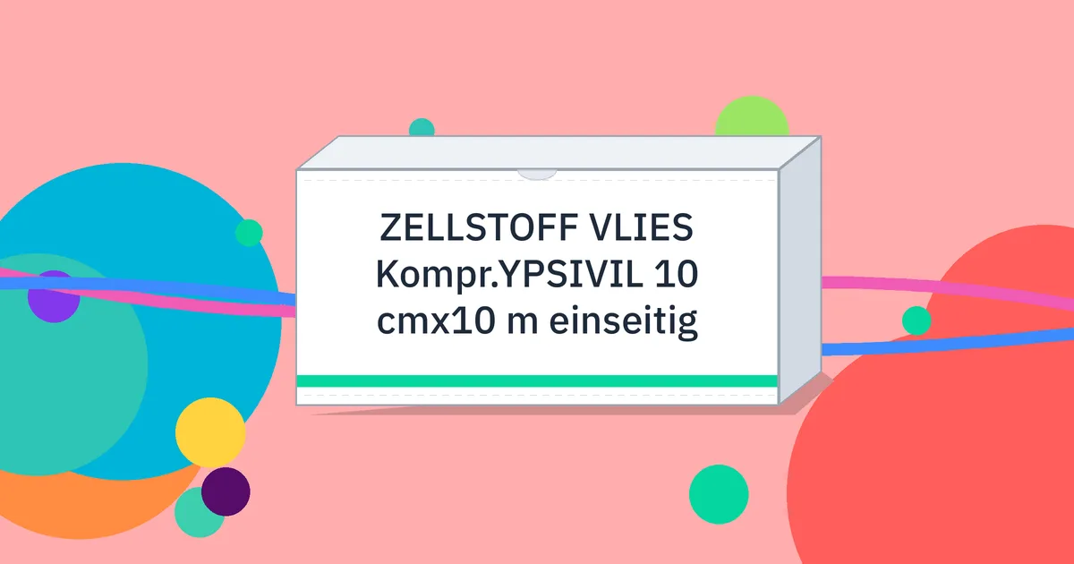 Symbolbild: Packung mit der Aufschrift ZELLSTOFF VLIES Kompr.YPSIVIL 10 cmx10 m einseitig (PZN 03551657) – Verfügbarkeit und Bezug in Apotheken in Frankfurt am Main