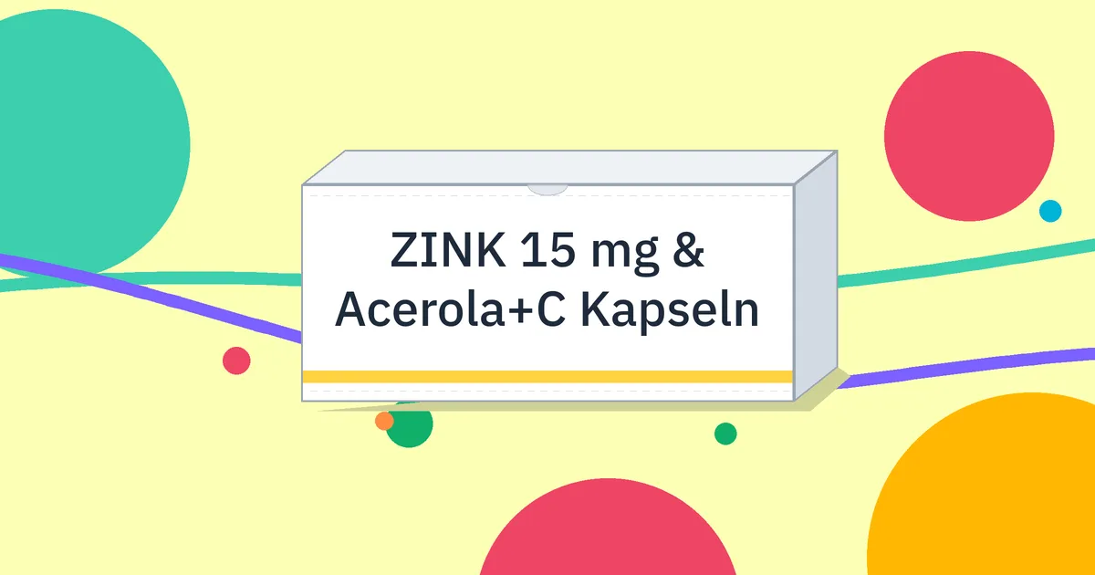 Symbolbild: Packung mit der Aufschrift ZINK 15 mg & Acerola+C Kapseln (PZN 11109177) – Verfügbarkeit und Bezug in Apotheken in Frankfurt am Main