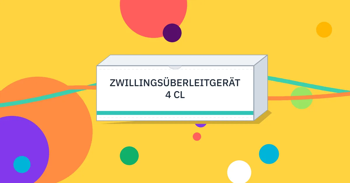 Symbolbild: Packung mit der Aufschrift ZWILLINGSÜBERLEITGERÄT 4 CL (PZN 08620713) – Verfügbarkeit und Bezug in Apotheken in Frankfurt am Main