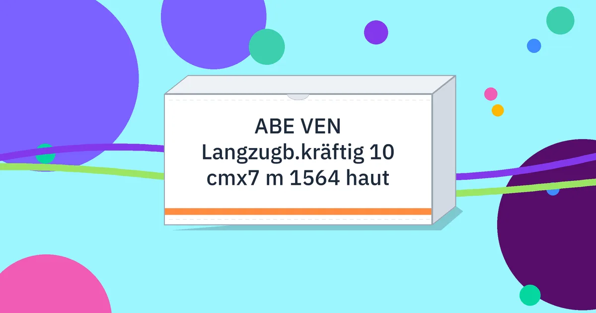 Symbolbild: Packung mit der Aufschrift ABE VEN Langzugb.kräftig 10 cmx7 m 1564 haut (PZN 04854153) – Verfügbarkeit und Bezug in Apotheken in Frankfurt am Main