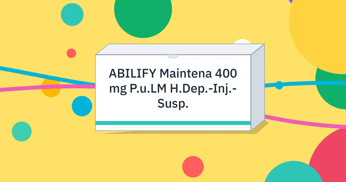 Symbolbild: Packung mit der Aufschrift ABILIFY Maintena 400 mg P.u.LM H.Dep.-Inj.-Susp. (PZN 11299887) – Verfügbarkeit und Bezug in Apotheken in Frankfurt am Main