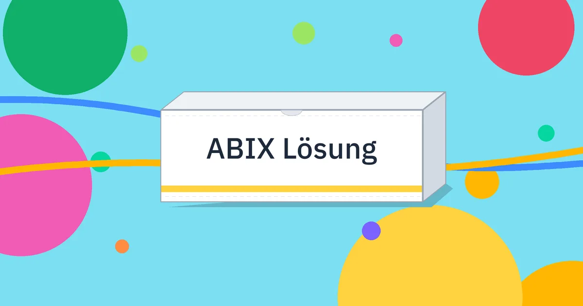 Symbolbild: Packung mit der Aufschrift ABIX Lösung (PZN 04891088) – Verfügbarkeit und Bezug in Apotheken in Frankfurt am Main