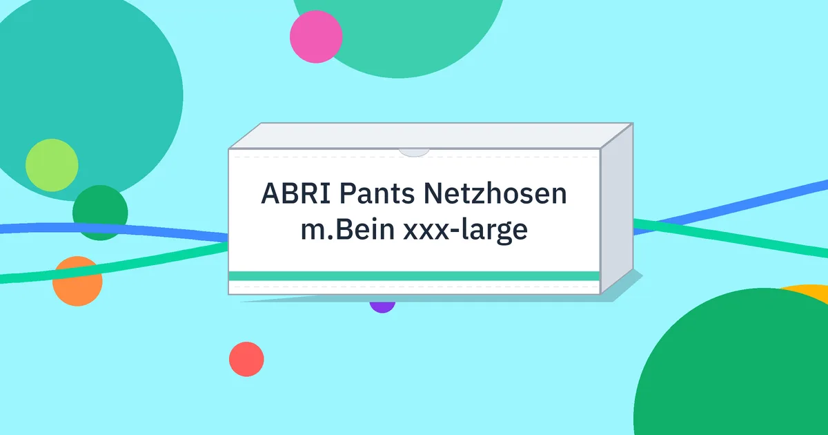 Symbolbild: Packung mit der Aufschrift ABRI Pants Netzhosen m.Bein xxx-large (PZN 00731850) – Verfügbarkeit und Bezug in Apotheken in Frankfurt am Main