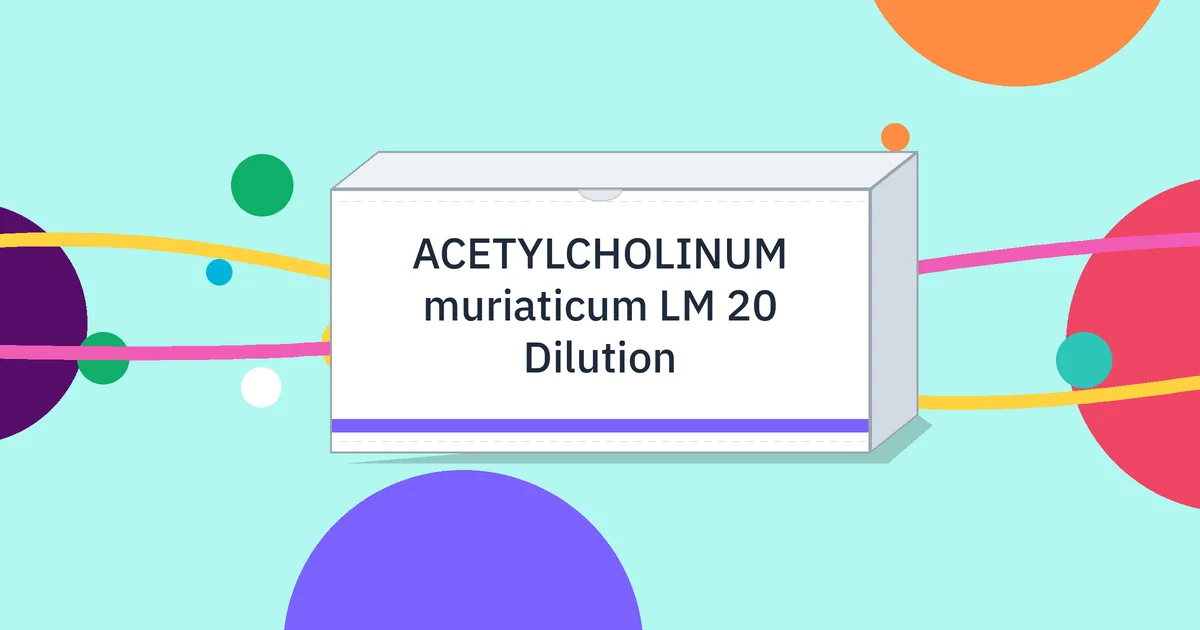 Symbolbild: Packung mit der Aufschrift ACETYLCHOLINUM muriaticum LM 20 Dilution (PZN 13266225) – Verfügbarkeit und Bezug in Apotheken in Frankfurt am Main