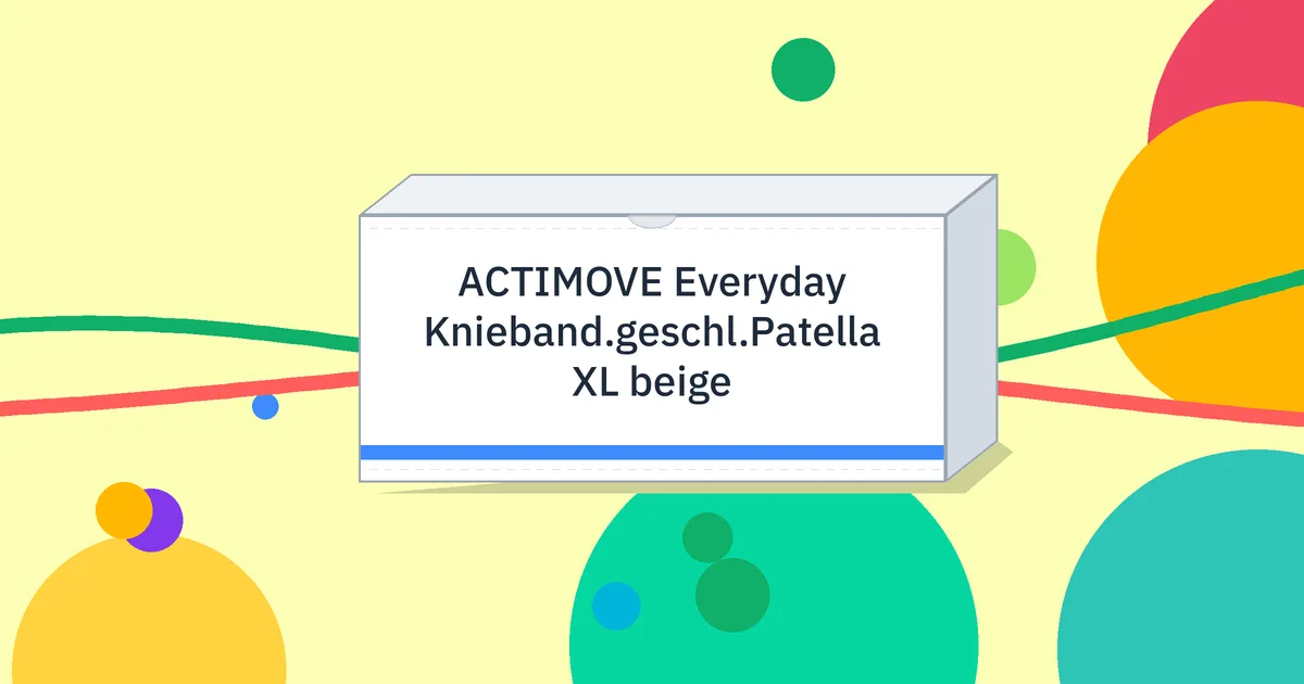Symbolbild: Packung mit der Aufschrift ACTIMOVE Everyday Knieband.geschl.Patella XL beige (PZN 18328310) – Verfügbarkeit und Bezug in Apotheken in Frankfurt am Main