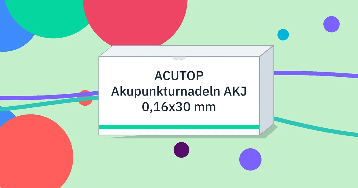 Symbolbild: Packung mit der Aufschrift ACUTOP Akupunkturnadeln AKJ 0,16x30 mm (PZN 17568905) – Verfügbarkeit und Bezug in Apotheken in Frankfurt am Main