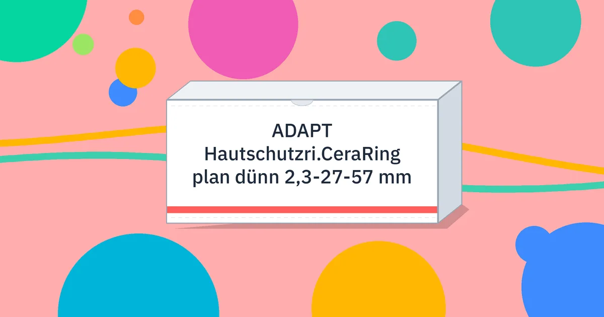 Symbolbild: Packung mit der Aufschrift ADAPT Hautschutzri.CeraRing plan dünn 2,3-27-57 mm (PZN 19253809) – Verfügbarkeit und Bezug in Apotheken in Frankfurt am Main