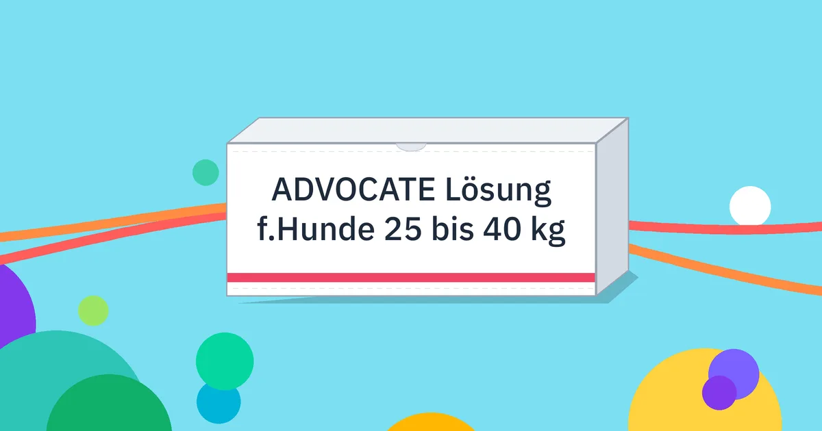 Symbolbild: Packung mit der Aufschrift ADVOCATE Lösung f.Hunde 25 bis 40 kg (PZN 00788904) – Verfügbarkeit und Bezug in Apotheken in Frankfurt am Main