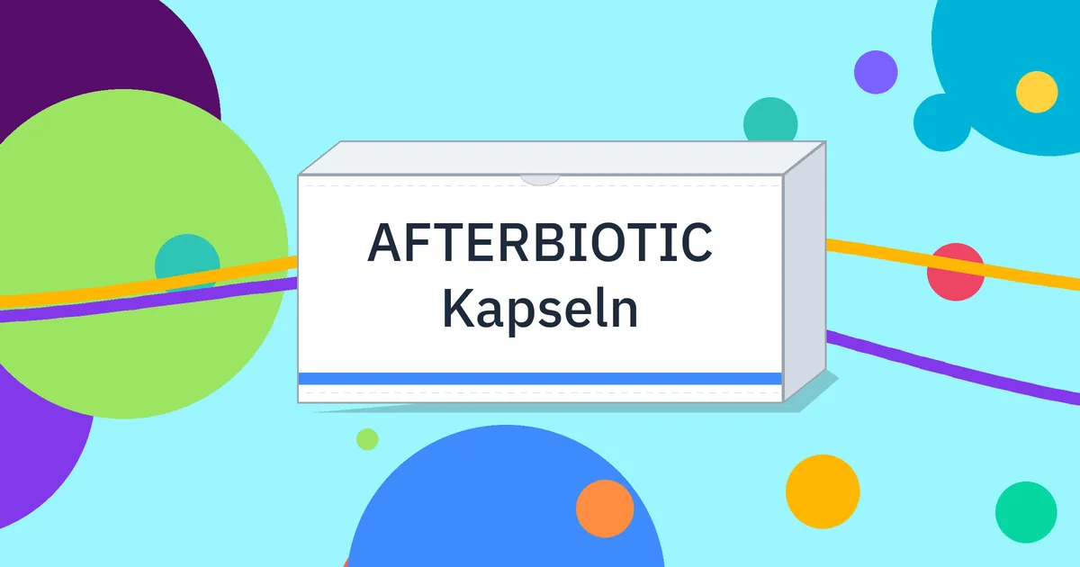 Symbolbild: Packung mit der Aufschrift AFTERBIOTIC Kapseln (PZN 04604255) – Verfügbarkeit und Bezug in Apotheken in Frankfurt am Main